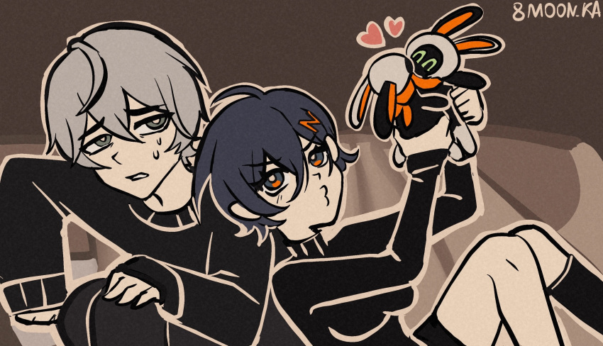 Safebooru - 1boy 1girl 1other 8moonka andrew graves artist name ashley graves bangboo (zenless ...