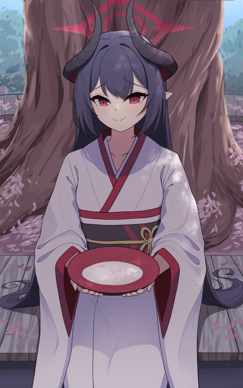 Safebooru - 1girl absurdres alternate costume bigmt kid black hair black horns blue archive ...