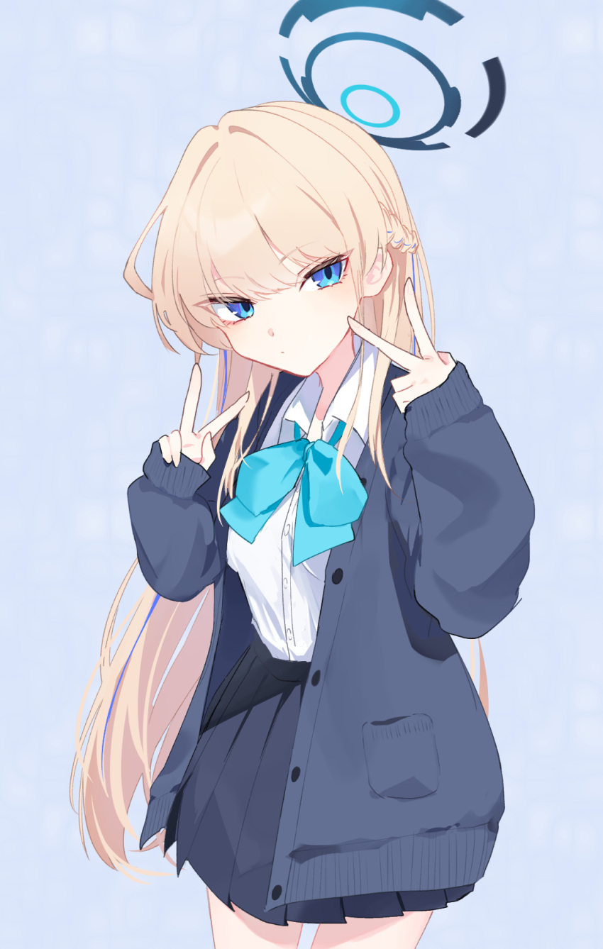 Safebooru - 1girl blonde hair blue archive blue eyes double v highres ...