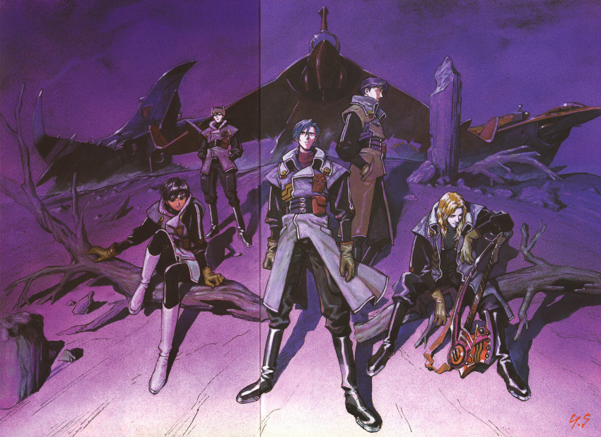 Safebooru - 1990s (style) 1girl 4boys absurdres aircraft aoki uru ...