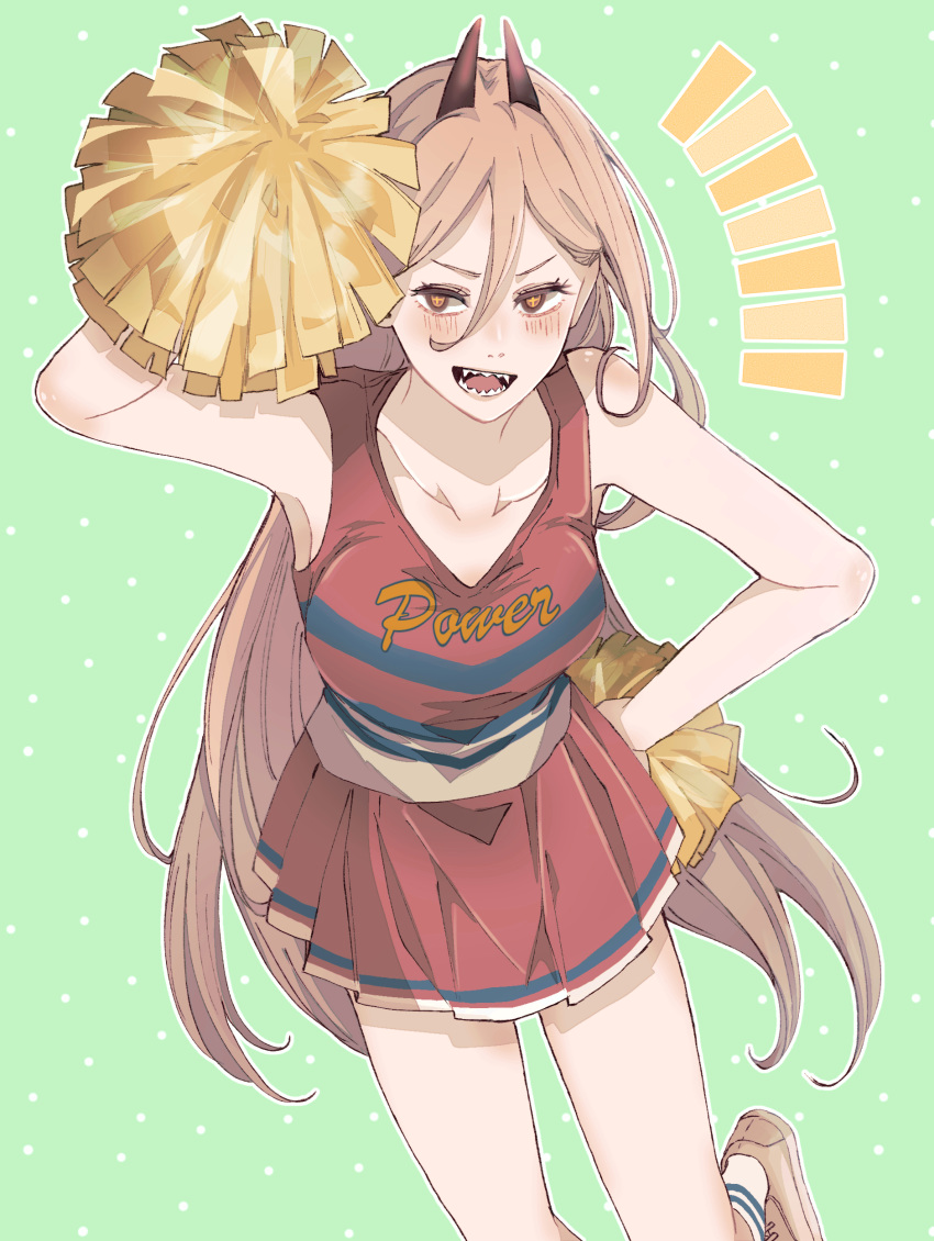 Safebooru - 1girl absurdres alternate costume bare shoulders blonde hair blush breasts chainsaw ...