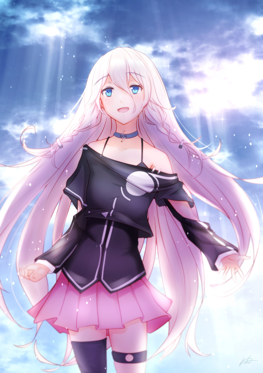 Safebooru - 1girl absurdres ao (heptane) bare shoulders blonde hair blue eyes braid grey hair ...