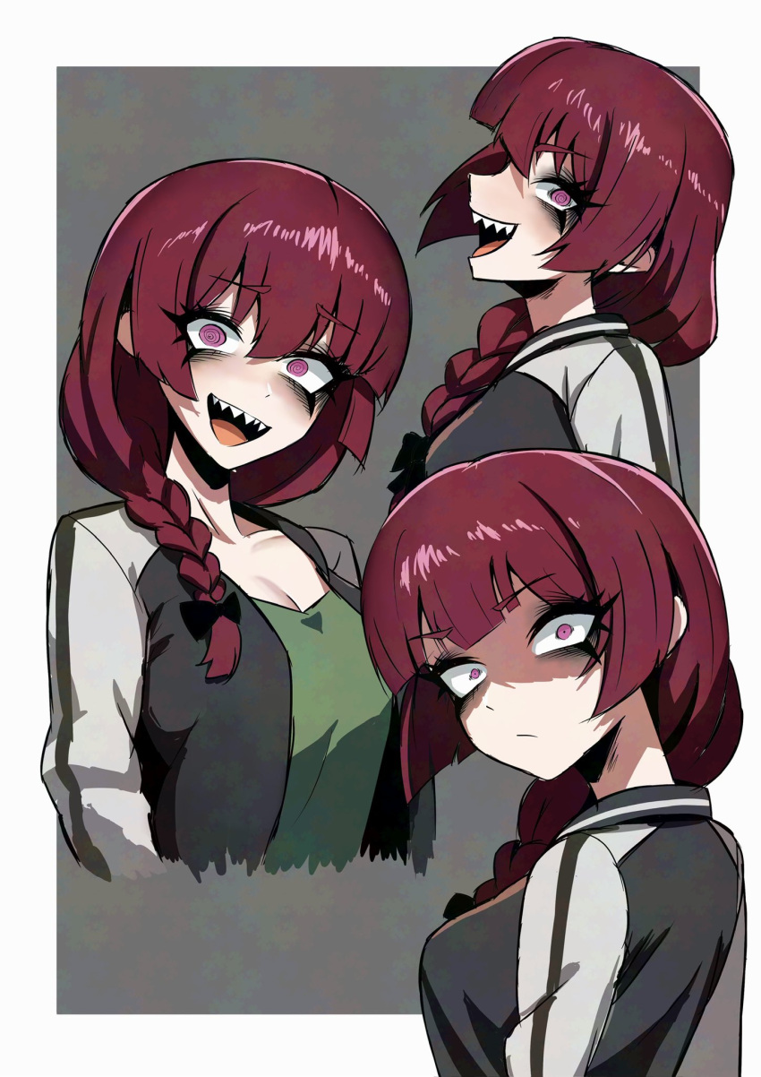 Safebooru - 1girl blunt bangs blush bocchi the rock! bow braid closed eyes dress green dress ...