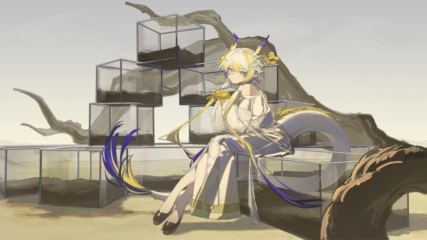 Safebooru 1girl Absurdres Arknights Blonde Hair Brown Shoes Closed 5260