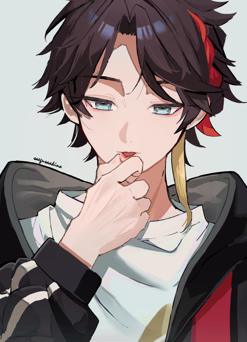 Safebooru - 1boy black jacket blonde hair blue eyes boxterebityan3 ...