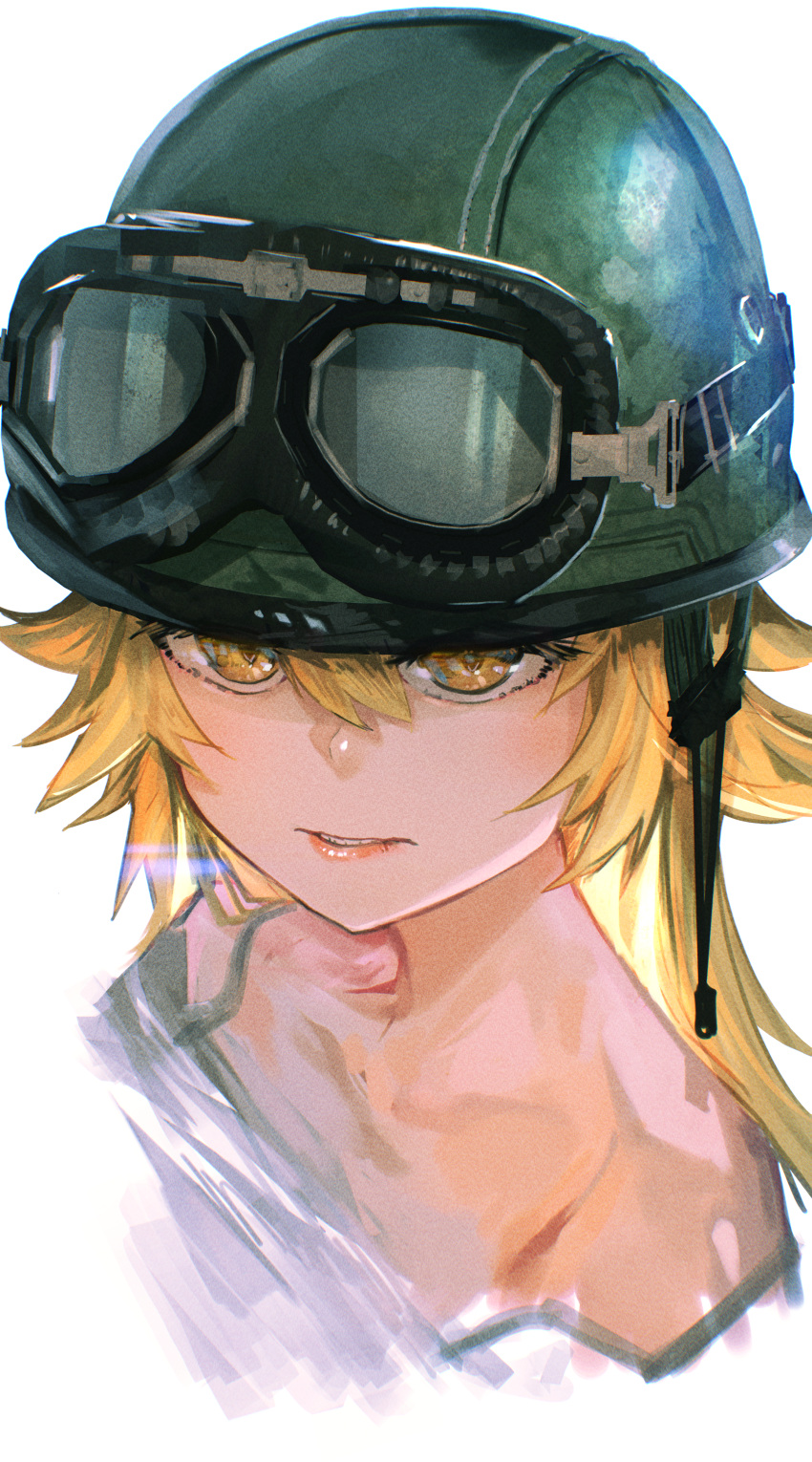 Safebooru - 1girl absurdres advarcher blonde hair combat helmet goggles ...