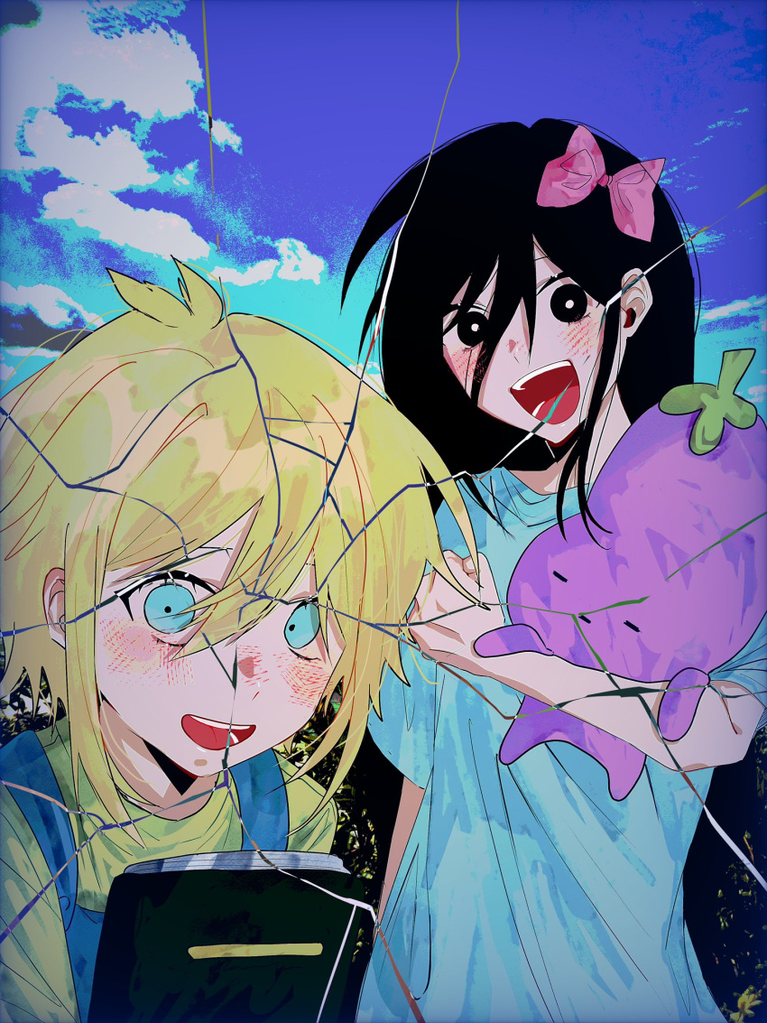 Safebooru - 1boy 1girl aged down antenna hair aubrey (faraway) (omori) aubrey (omori) basil ...