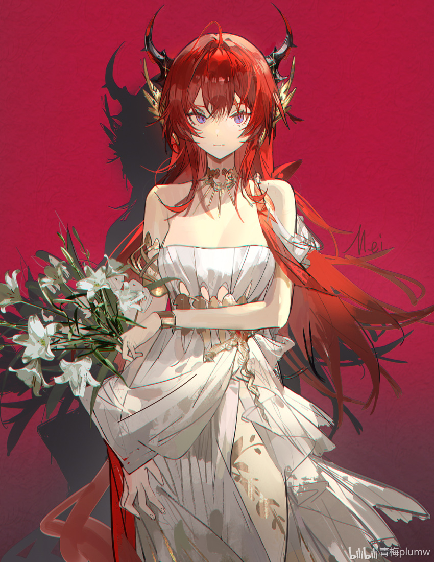 Safebooru - 1girl absurdres ahoge ambience synesthesia arknights artist name bouquet breasts ...