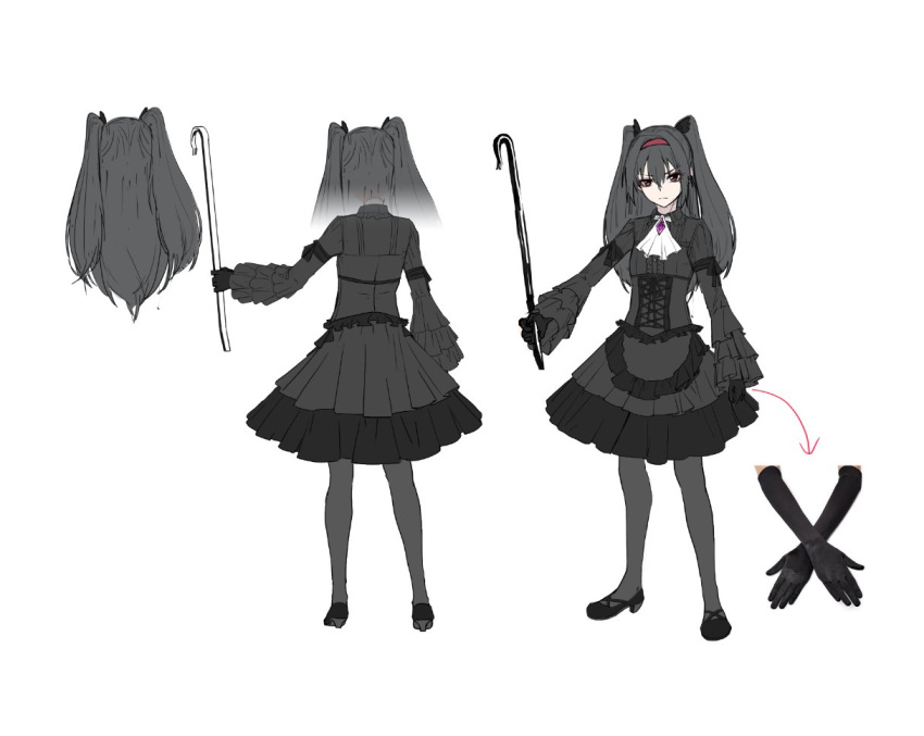 Safebooru Black Gloves Black Hair Black Pantyhose Black Skirt Boots 4114