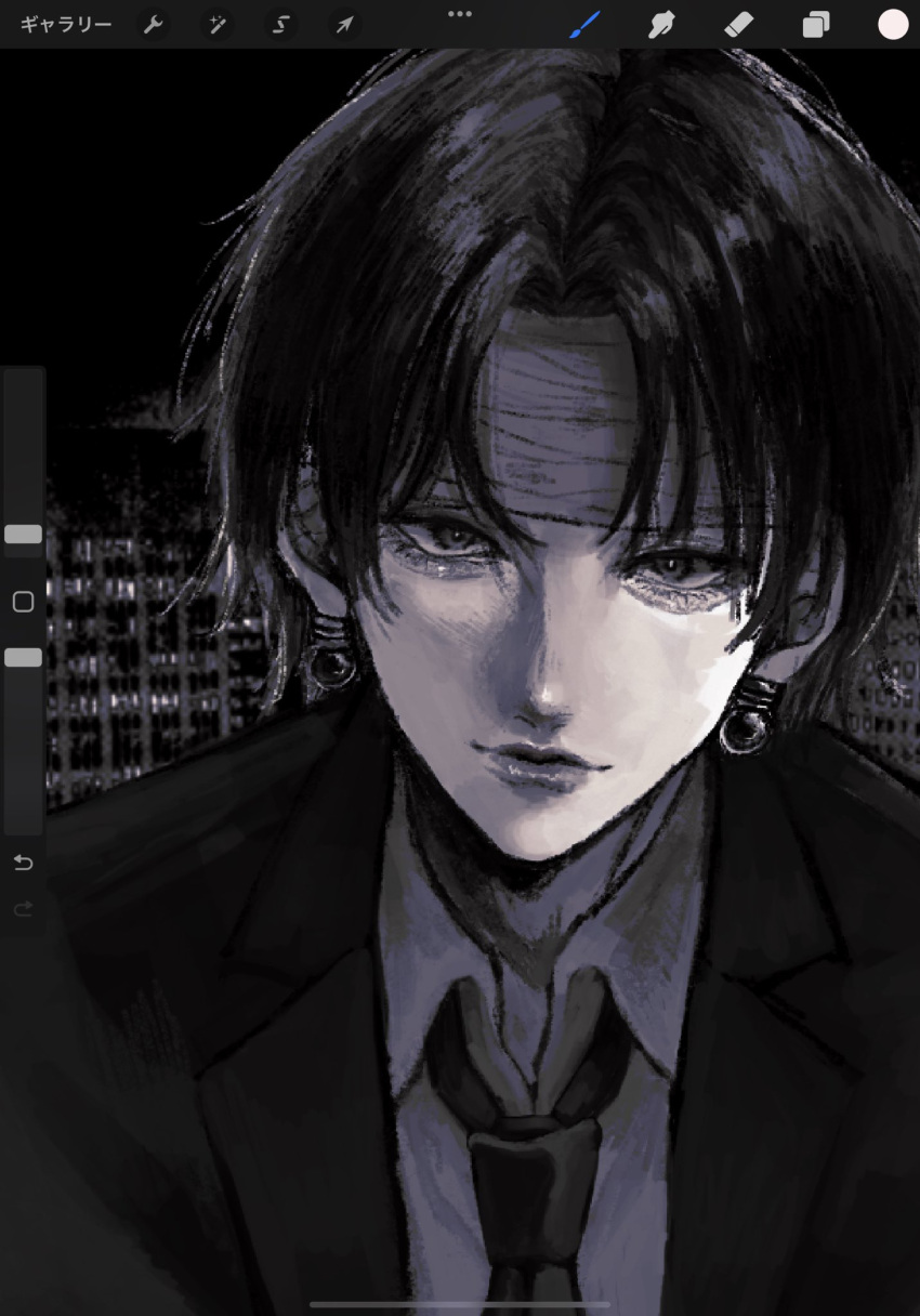 Safebooru - 1boy art program in frame bandaged head bandages chrollo lucilfer closed mouth ...