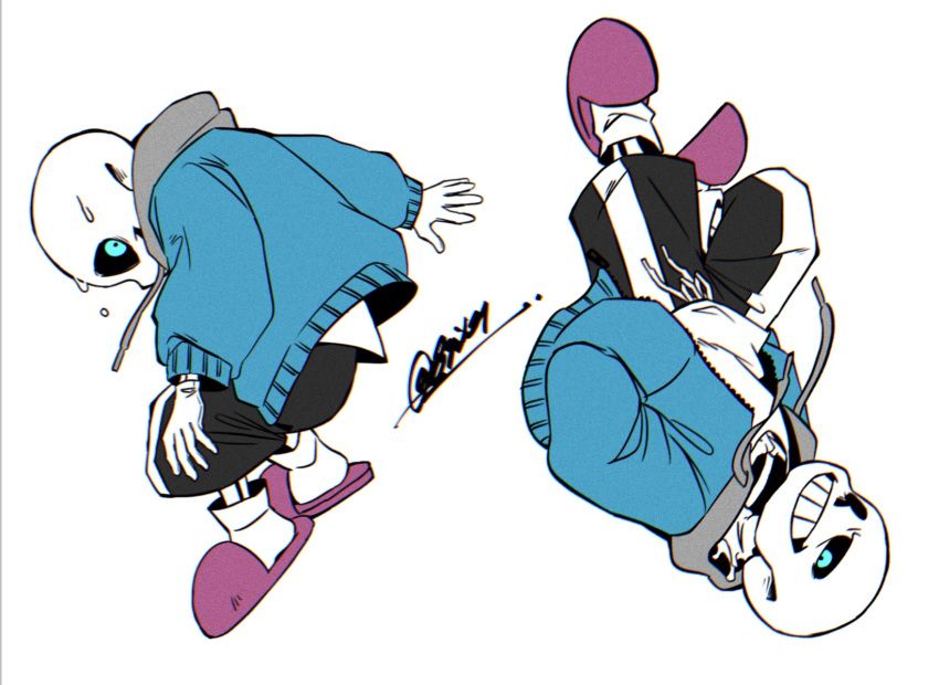 Safebooru - 1boy black shorts blue eyes blue jacket bone full body ...