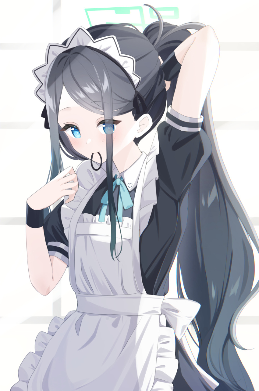 Safebooru - 1girl absurdres adjusting hair apron aris (blue archive) aris (maid) (blue archive ...