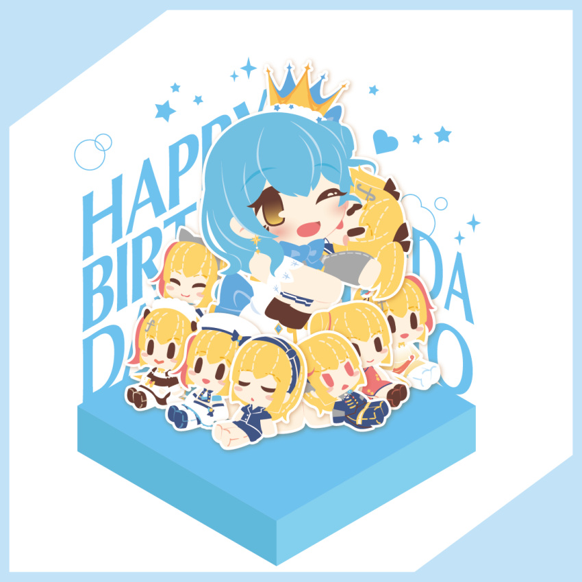 Safebooru - 1girl battle girl high school blonde hair blue border blue bow blue hair border bow ...