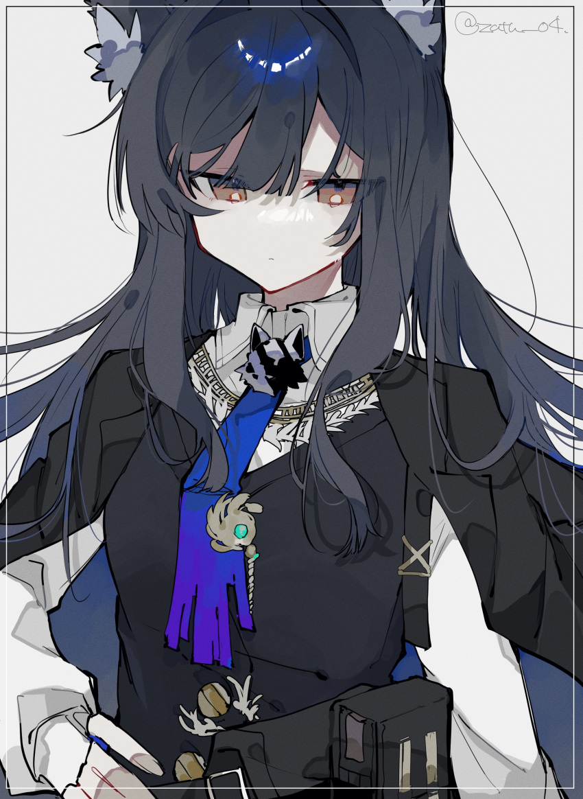 Safebooru - 1girl absurdres animal ear fluff animal ears arknights black hair black jacket black ...