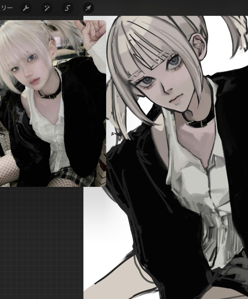 Safebooru 1girl Art Program In Frame Black Choker Choker Closed Mouth 6219