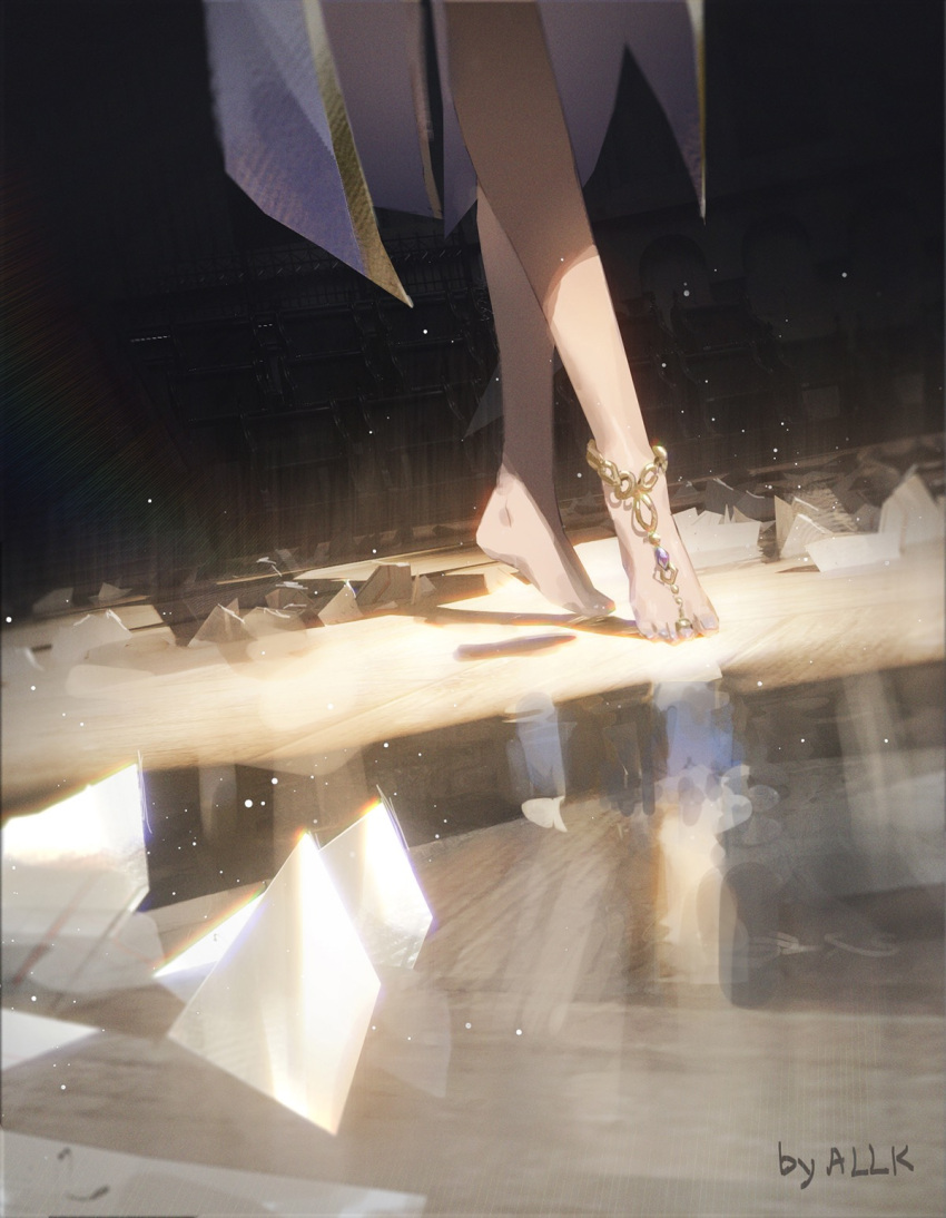 Safebooru - 1girl anklet artist name barefoot barefoot sandals (jewelry) blue dress chinese ...