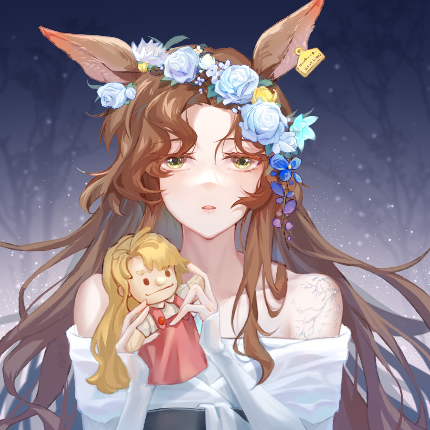 Safebooru - 1girl absurdres animal ears bare shoulders blonney blue ...