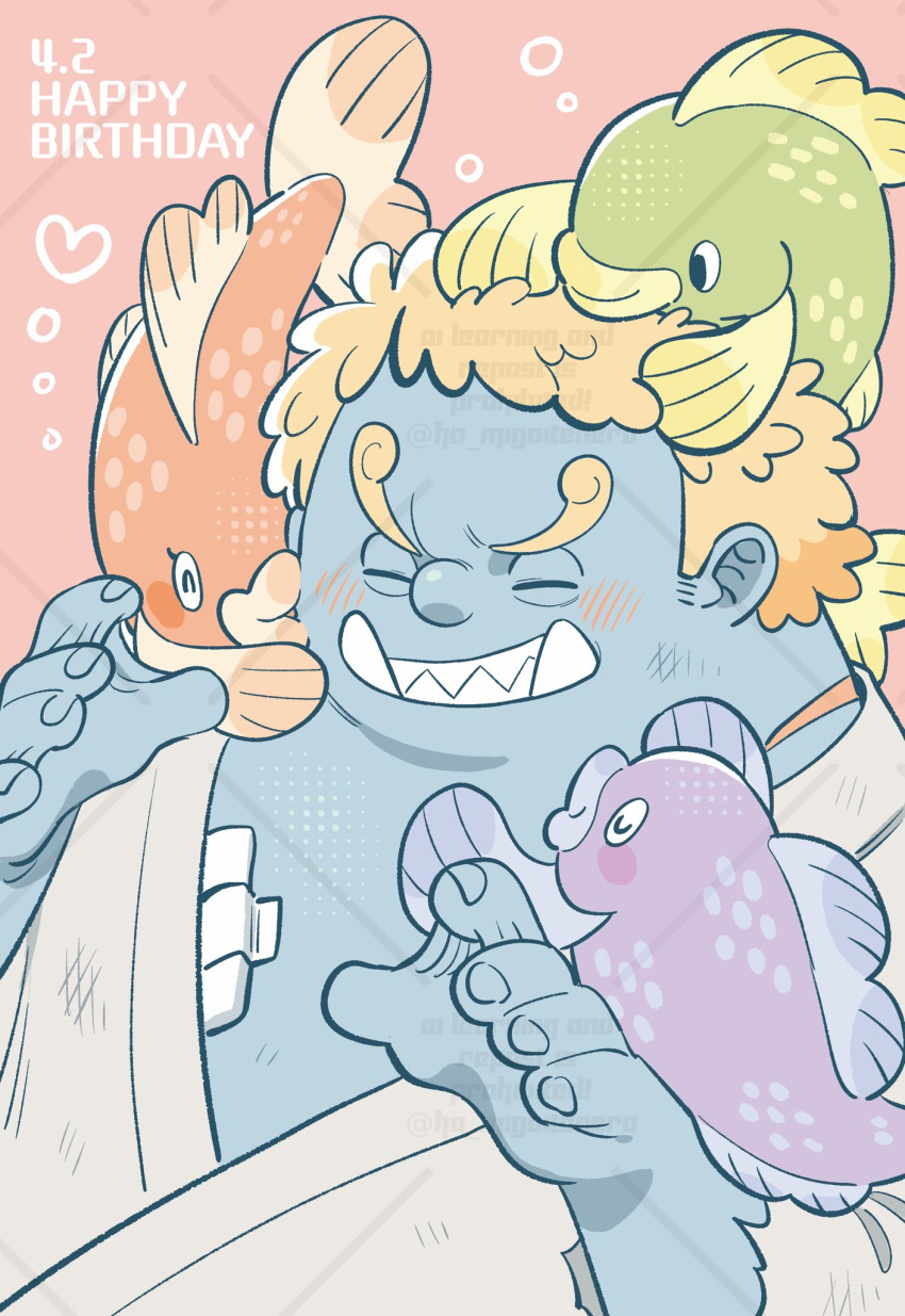 Safebooru - 1boy ^ ^ aged down blue skin blush closed eyes colored skin ...