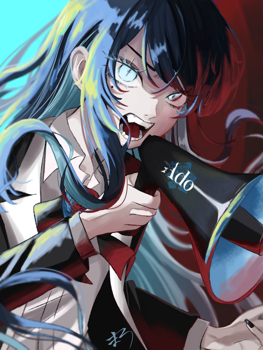 Safebooru - 1girl ado (utaite) black coat black hair blue eyes chando (ado) coat commentary ...