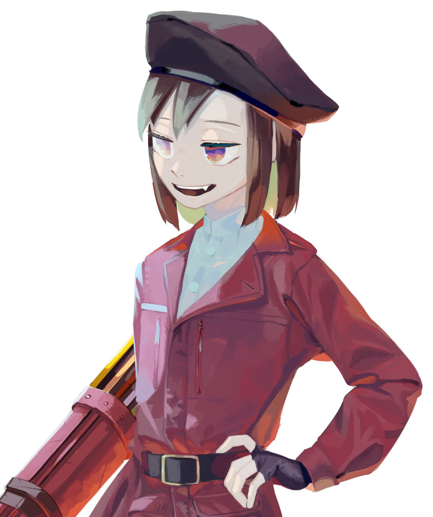 Safebooru - 1boy absurdres belt belt buckle beret black belt black gloves black hat brown hair ...