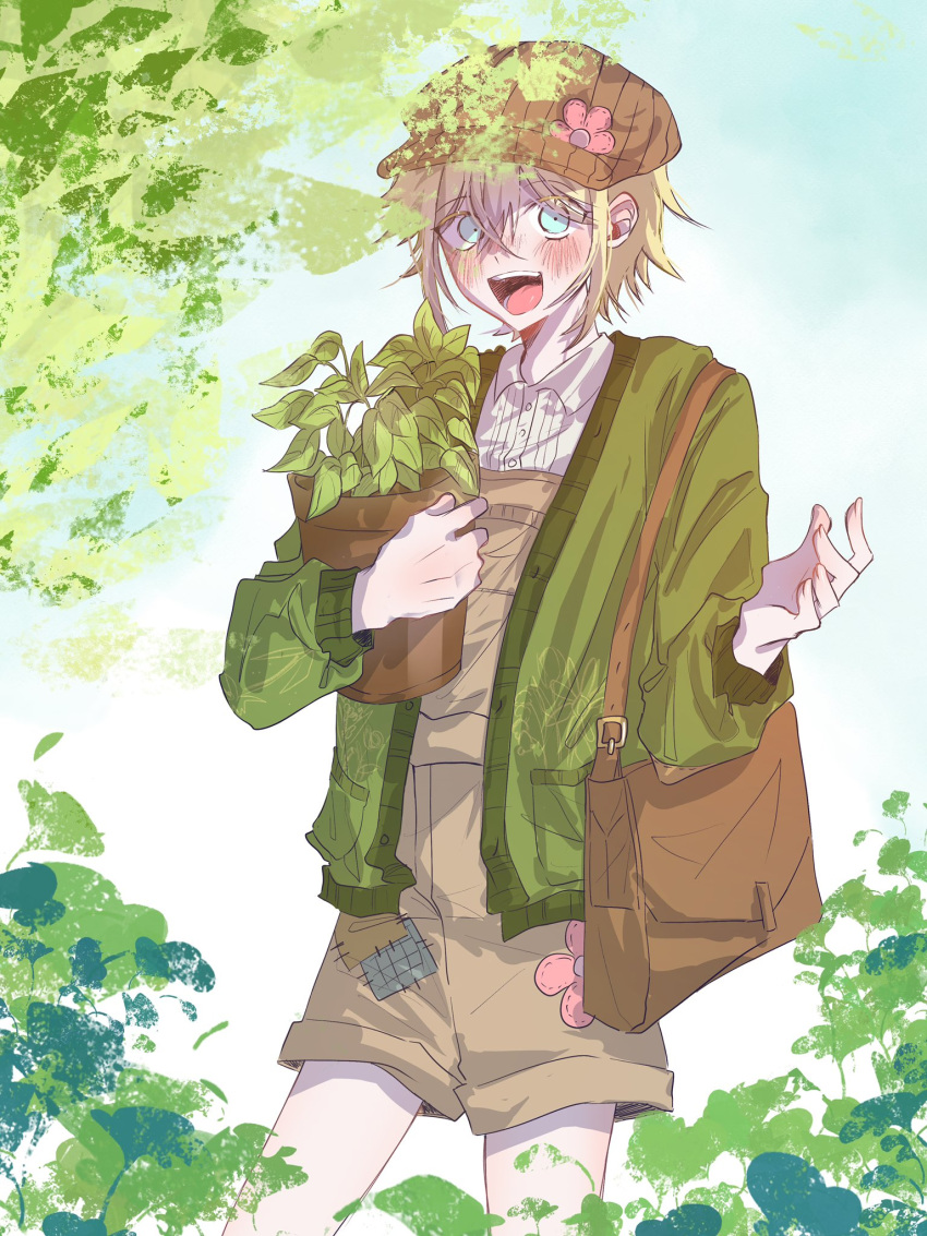 Safebooru - 1boy basil (faraway) (omori) basil (omori) blonde hair blue eyes blush brown hat ...
