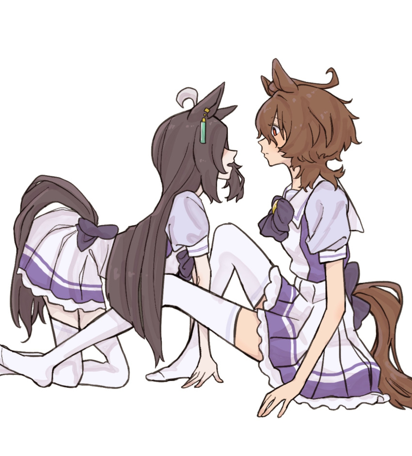 Safebooru - 2girls agnes tachyon (umamusume) ahoge all fours animal ears between legs black hair ...