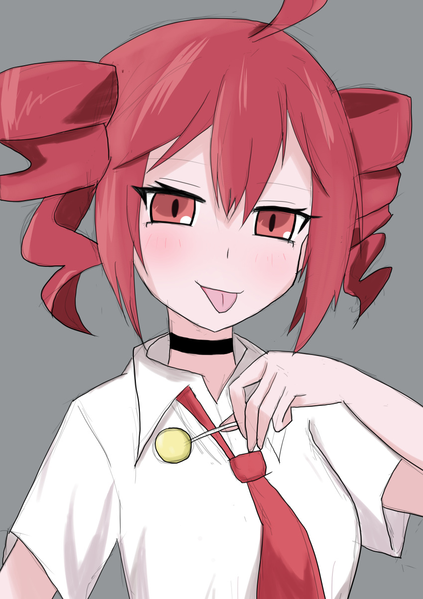 Safebooru - 1girl absurdres black choker blush choker collared shirt double-parted bangs drill ...