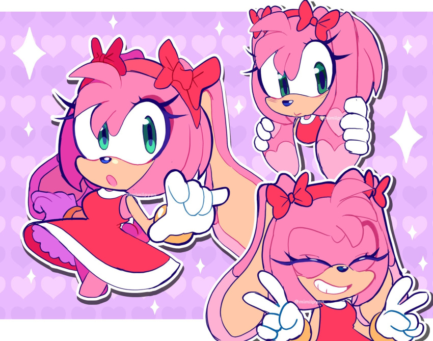 Safebooru - 1girl amy rose artist name commentary english commentary eyelashes gloves green eyes ...