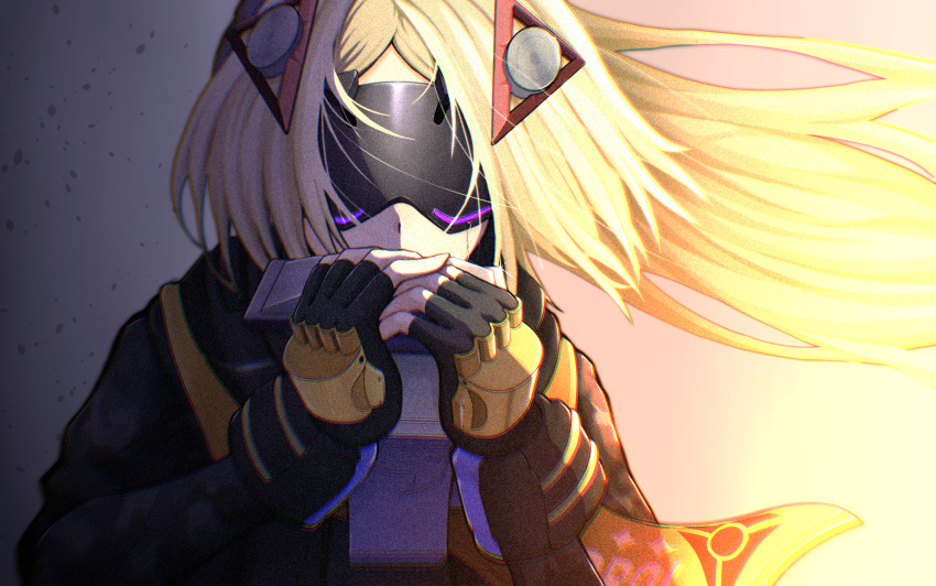 Safebooru - !? 1girl 2days wotori black gloves blonde hair blush bulletproof vest camouflage ...