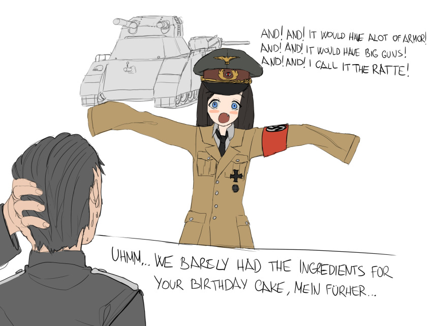 Safebooru - 1boy 1girl adolf hitler adolf hitler (cosplay) armband arms ...