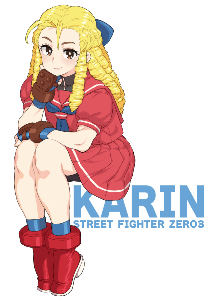 Safebooru - 1girl antenna hair bike shorts blonde hair boots brown eyes ...