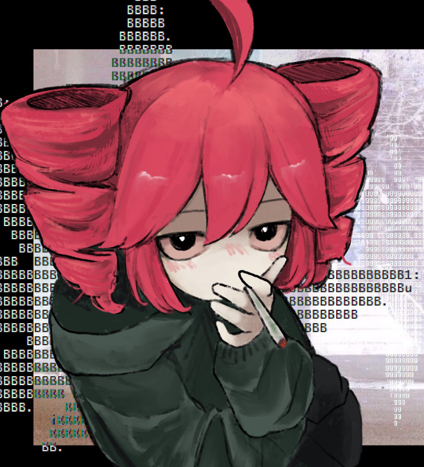 Safebooru 1girl Ahoge Black Eyes Black Hoodie Drill Hair Hair Between