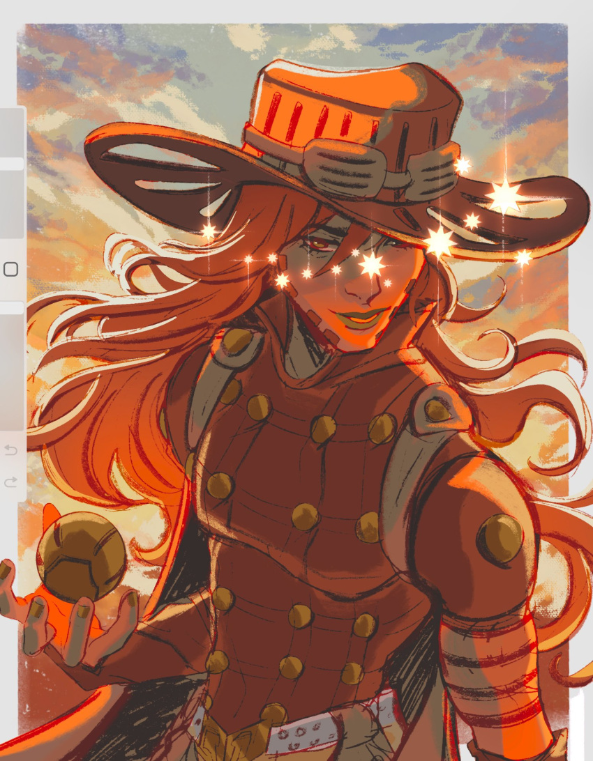 Safebooru - 1boy beard belt bridal gauntlets cape cowboy hat facial ...