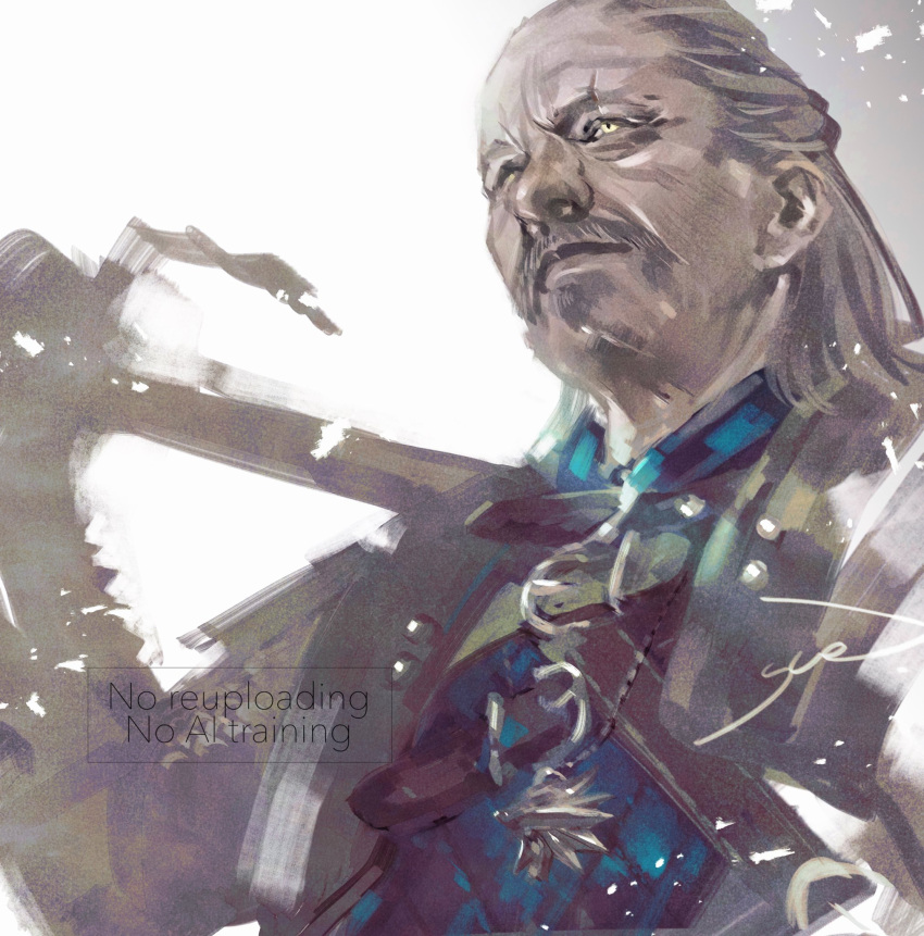 Safebooru - 1boy facial hair grey hair highres holding holding sword holding weapon mustache ...