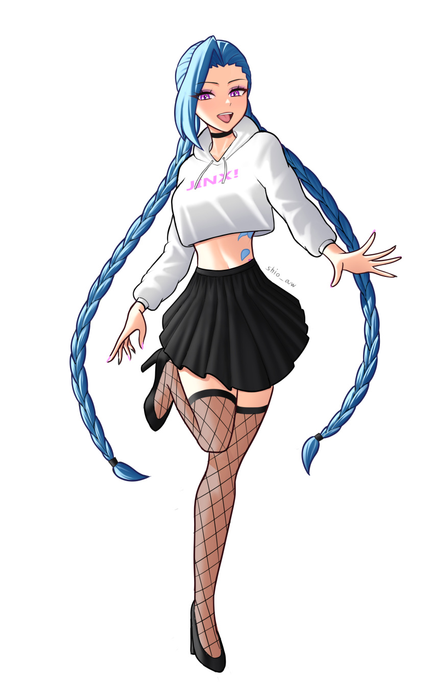 Safebooru - 1girl :d absurdres alternate costume asymmetrical bangs black choker black shoes ...