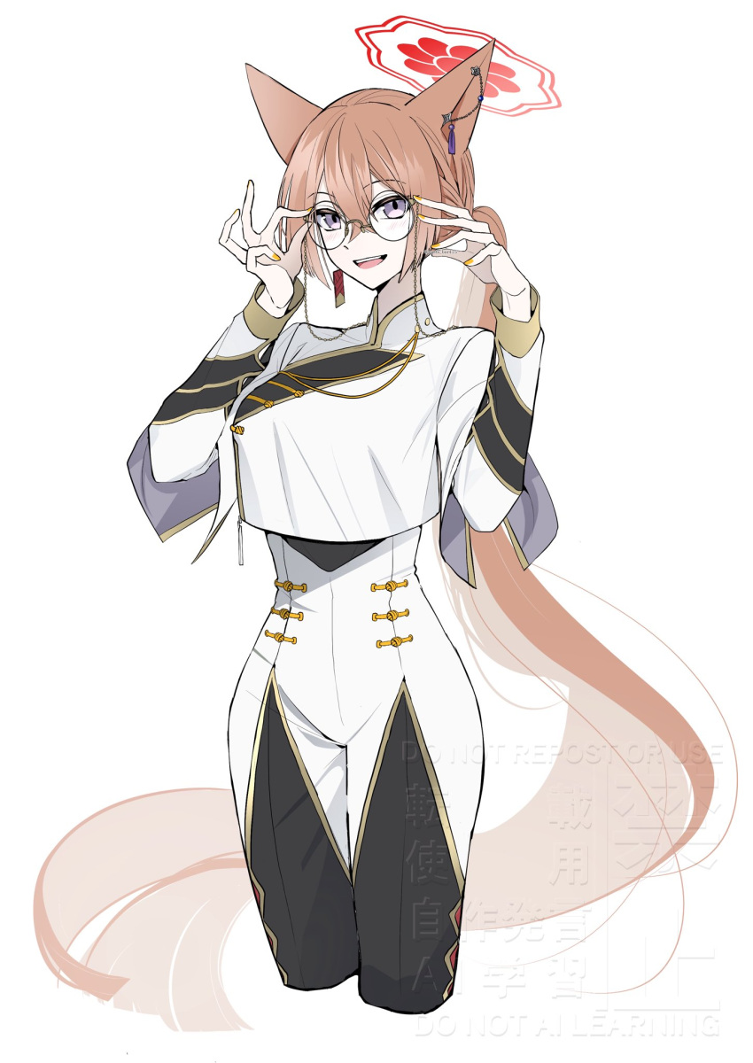 Safebooru - 1girl adjusting eyewear alternate costume alternate hairstyle animal ears blue ...