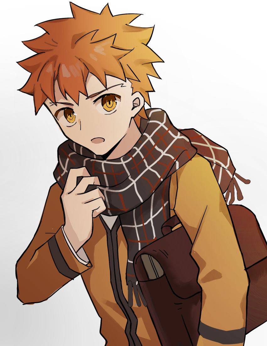 Safebooru - 1boy bag black scarf commentary emiya shirou fate/stay ...