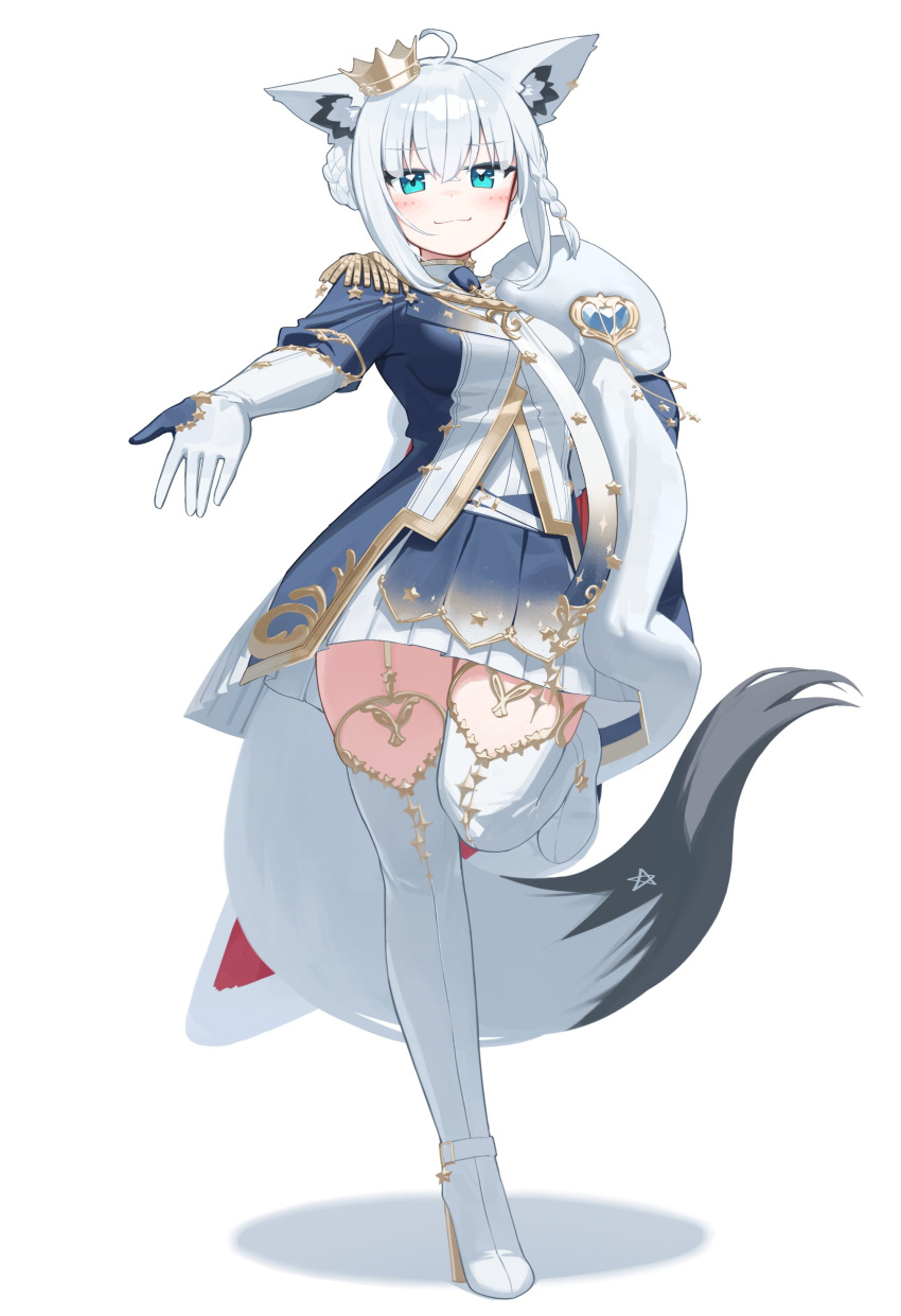 Safebooru - 1girl absurdres ahoge animal ear fluff animal ears blue cape blue skirt blush boots ...