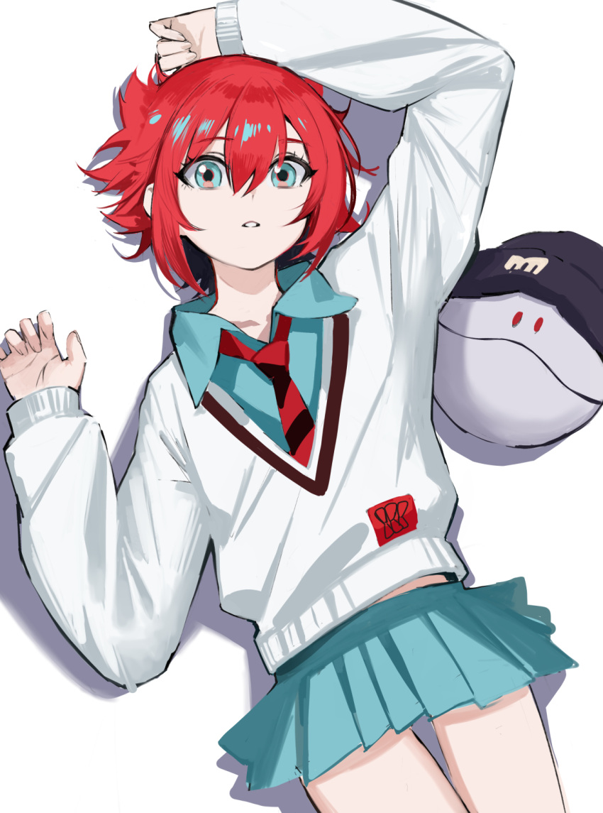 Safebooru - 1girl amate yuzuriha aqua eyes aqua shirt aqua skirt black necktie collared shirt ...