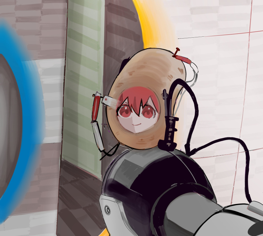 Safebooru - 1girl absurdres aperture science handheld portal device closed mouth highres kasane ...