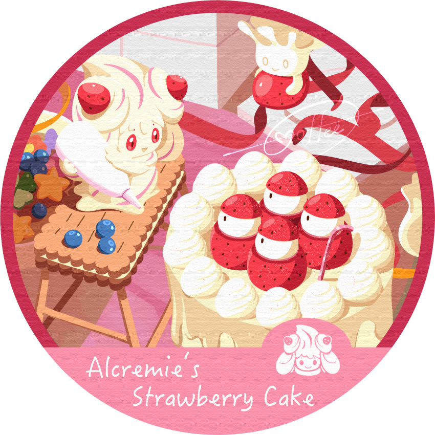 Safebooru - :d alcremie alcremie (strawberry sweet) blueberry border ...
