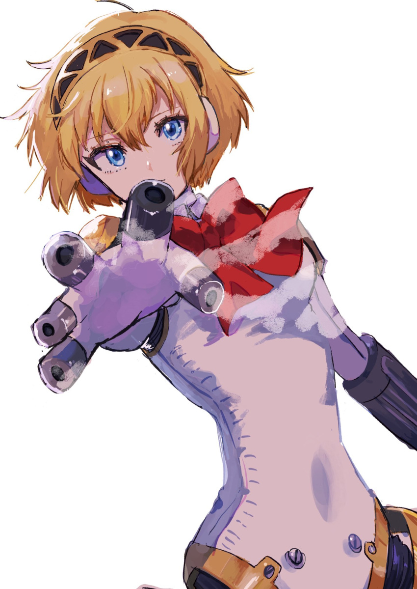 Safebooru - 1girl aigis (persona) aiming aiming at viewer android ...