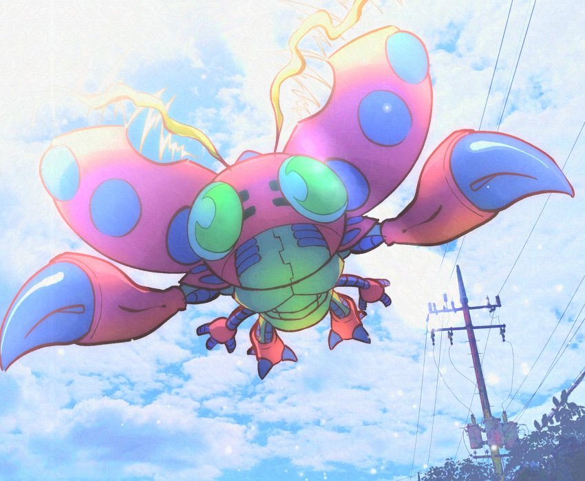 Safebooru - antennae blue sky bug claws clouds cloudy sky digimon ...