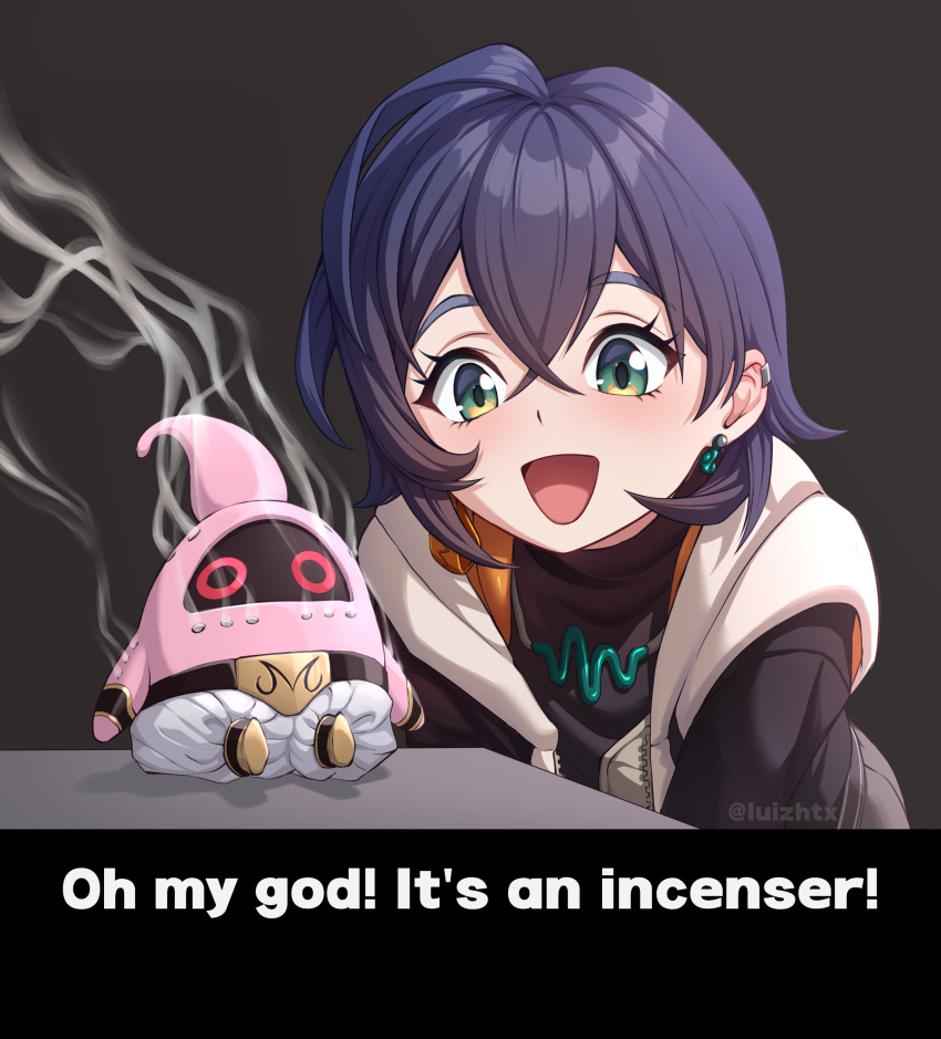 Safebooru - 1girl :d absurdres bangboo (zenless zone zero) belle (zenless zone zero) black shirt ...