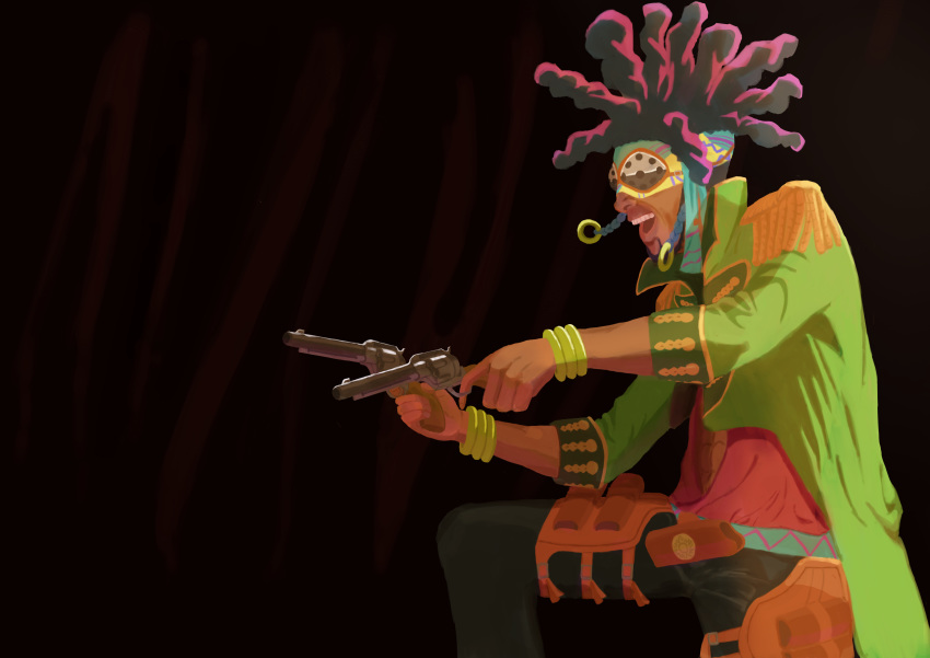 Safebooru - 1boy :o absurdres appare-ranman! beard black background ...