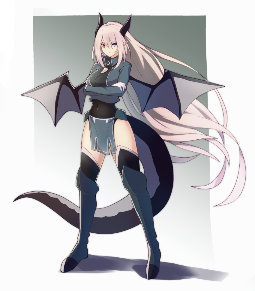 Safebooru - 1girl breasts commentary request crossed arms dragon girl dragon horns dragon wings ...