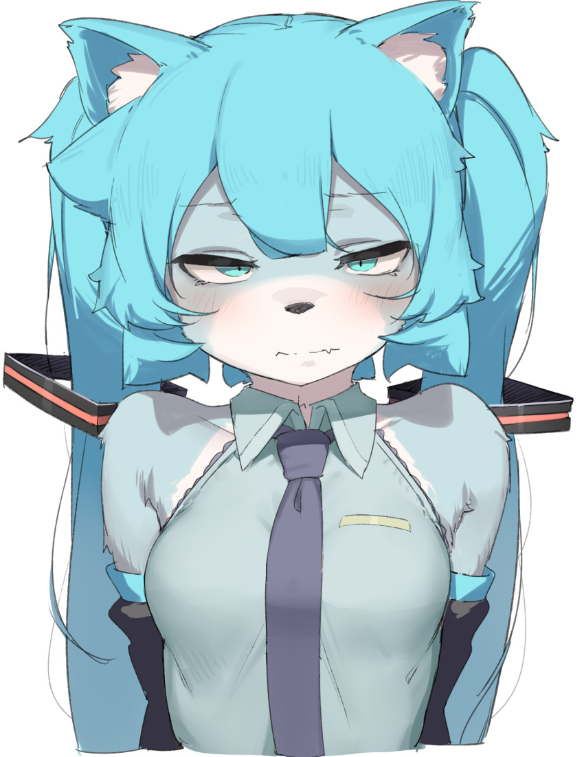 Safebooru - 1girl abmayo animal ears blush body fur breasts closed ...