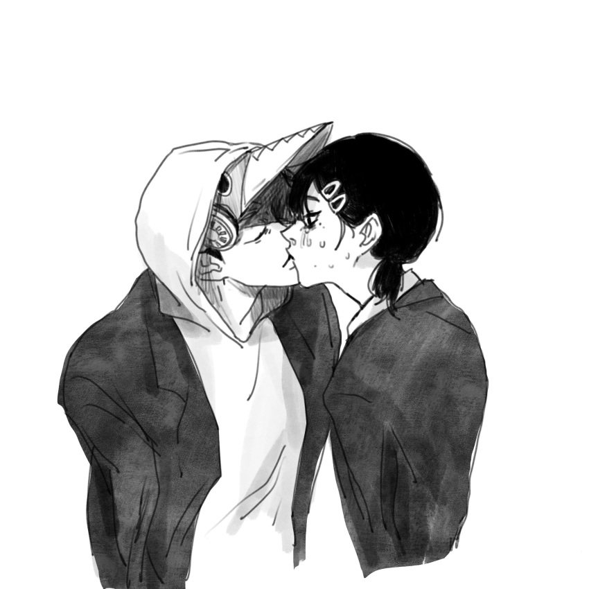 Safebooru - 1boy 1girl black hair black jacket black neckwear black pants blush breasts business ...