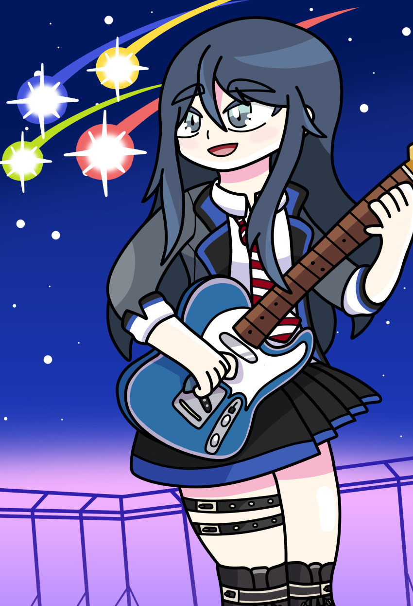 Safebooru - absurdres black hair blazer boots electric guitar guitar ...