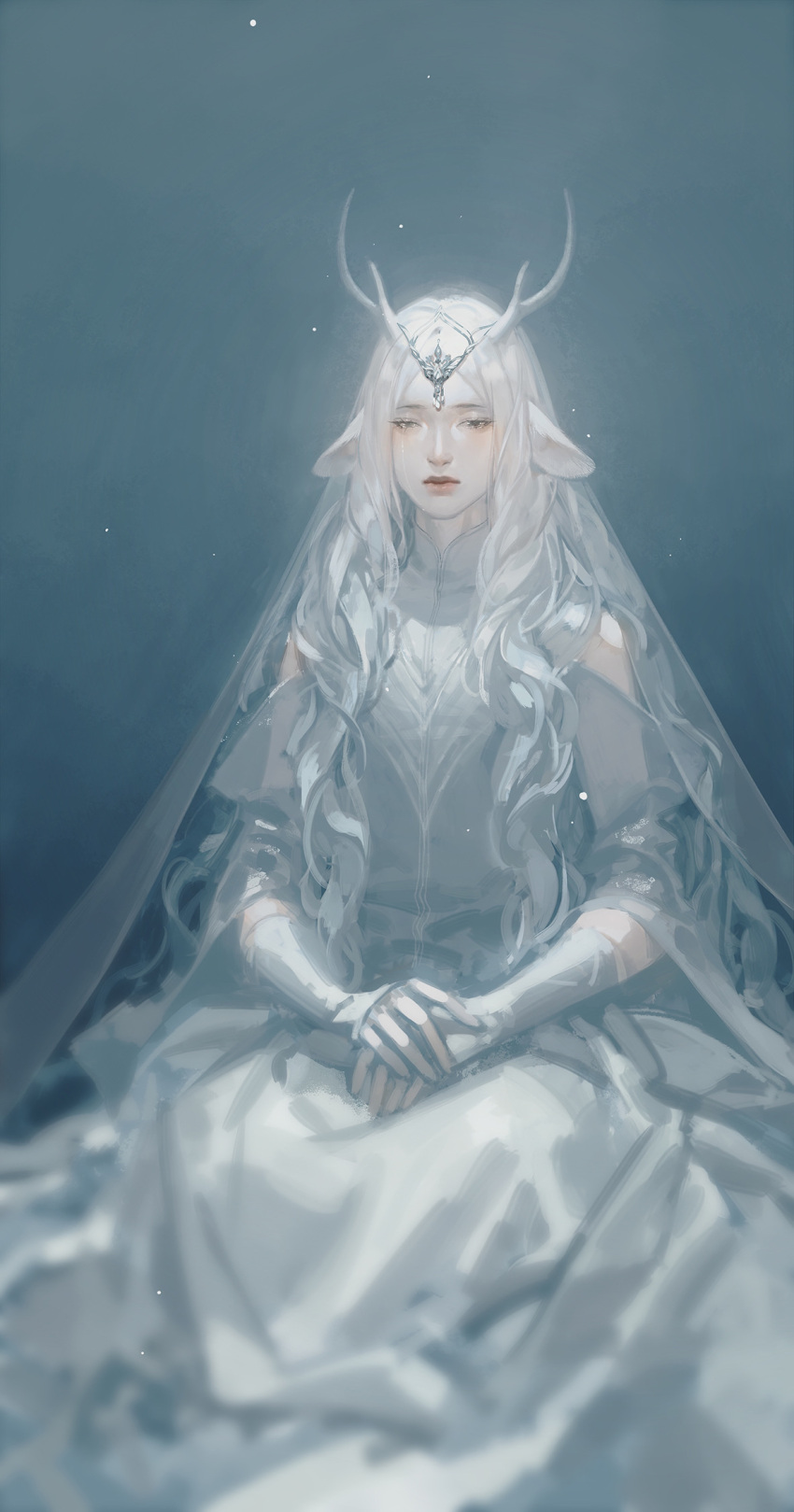 Safebooru - 1girl animal ears antlers commentary crying deer antlers ...